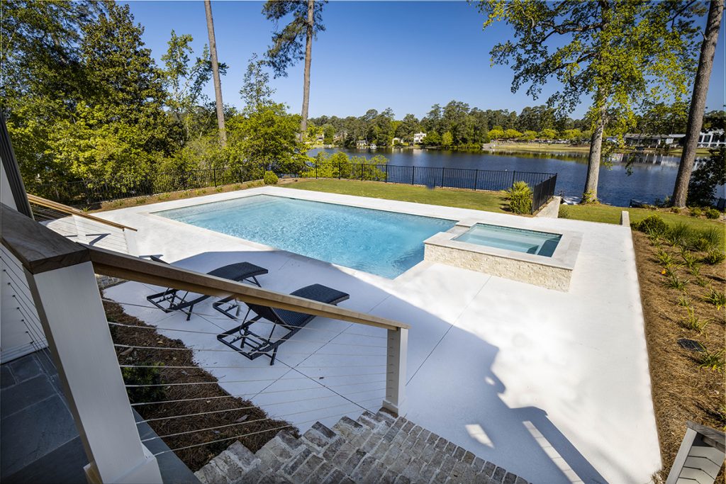 Rectangle Pool & Raised Spa on Forest Lake – The Clearwater Pool Company